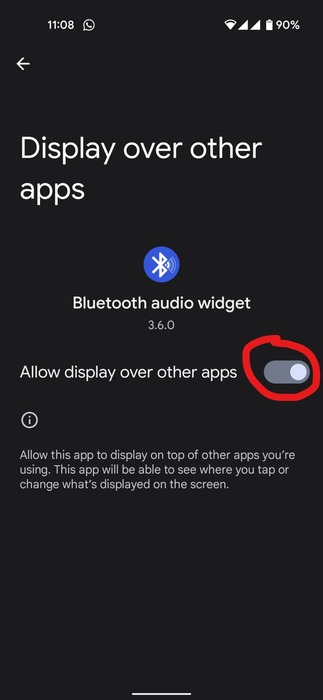 Bluetooth audio device widget